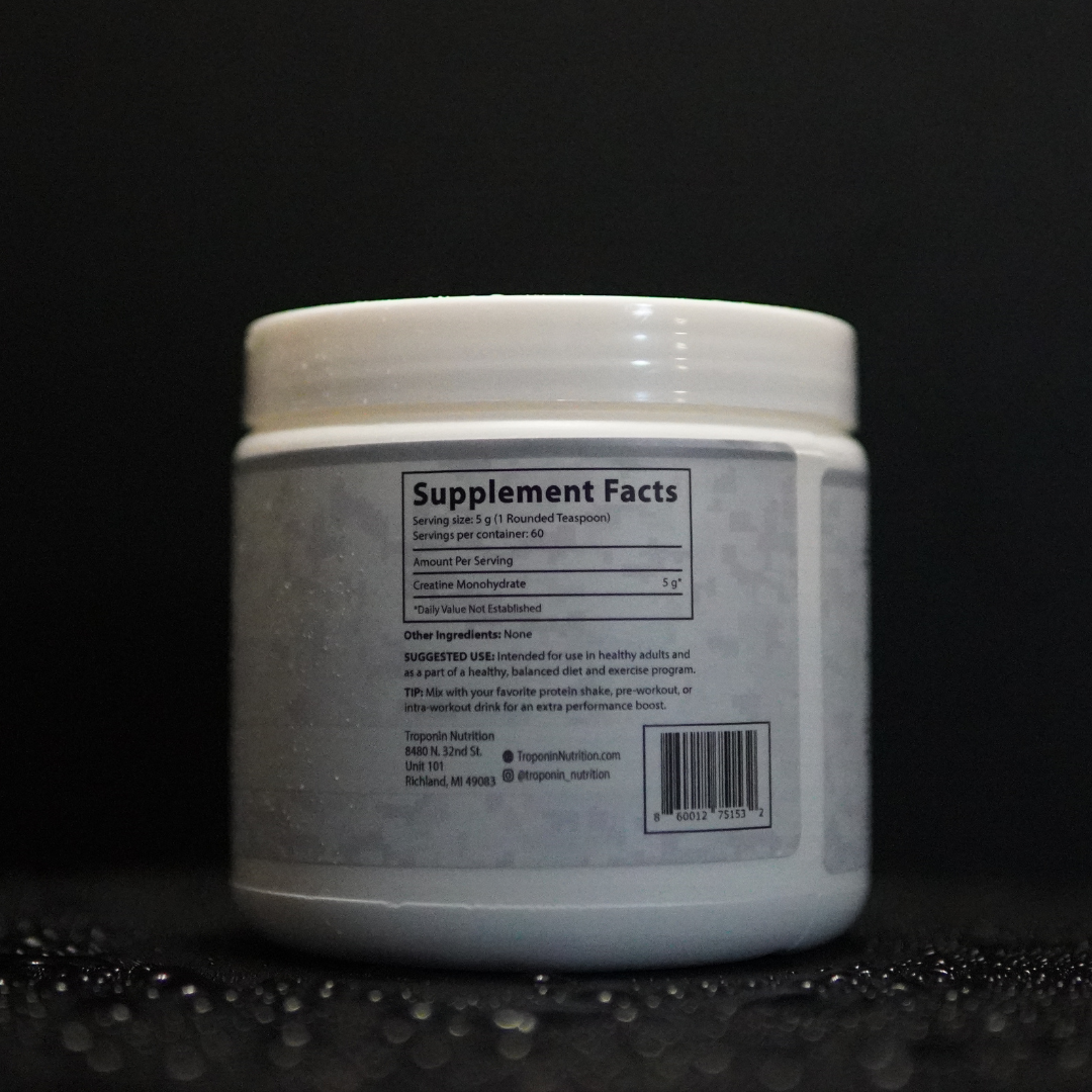 Premium Micronized Creatine Monohydrate Powder (60 Servings) – Troponin Supplements